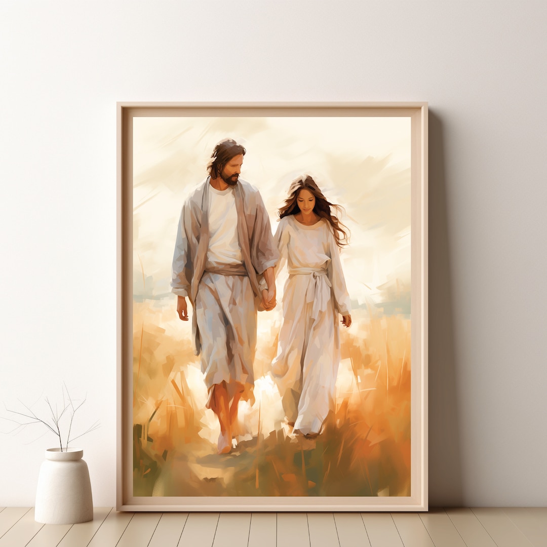 Walking With the Savior Jesus Walking With Women Modern Christian Art ...