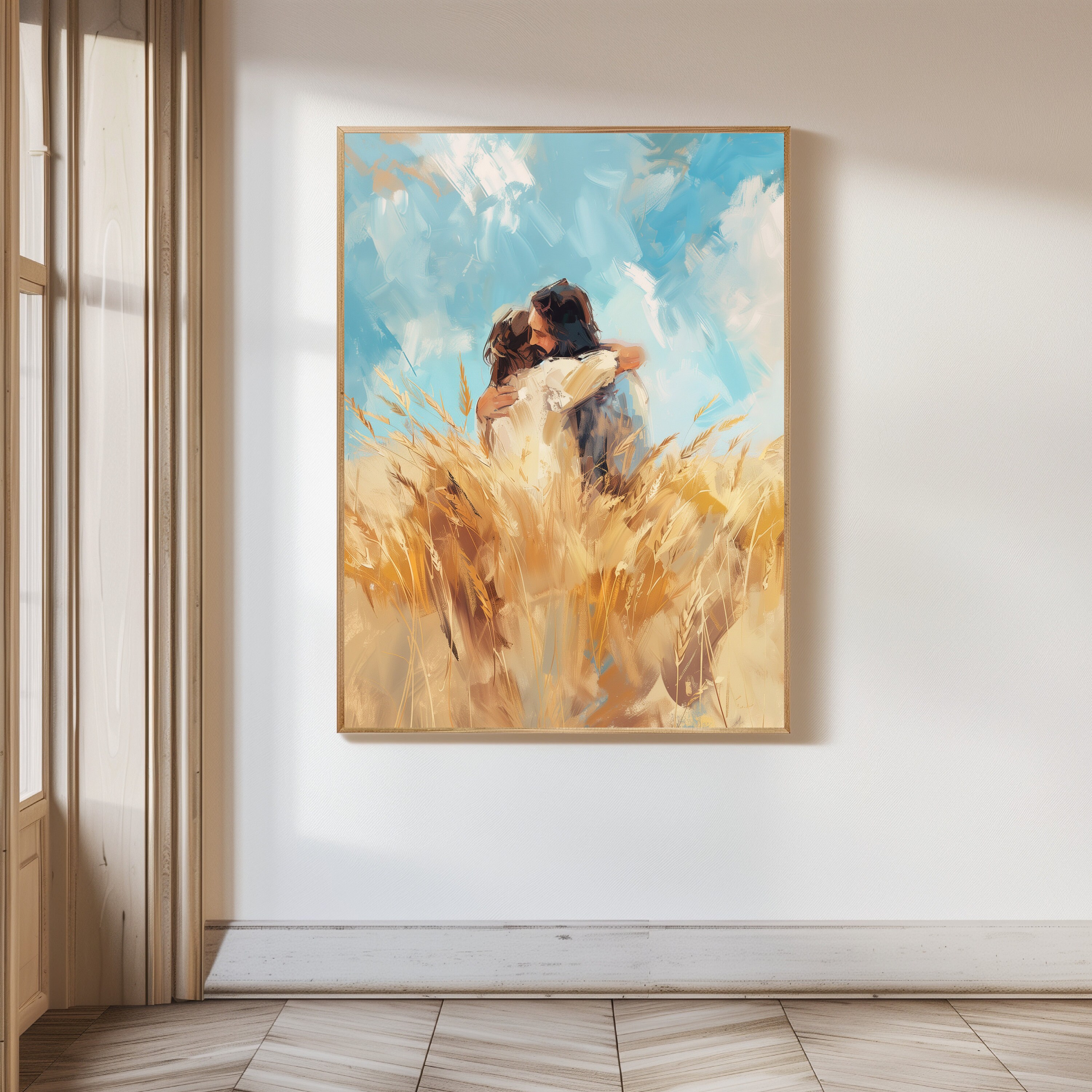 Loving Hug Jesus Hugging a Women in A Field Painting Christian Art ...