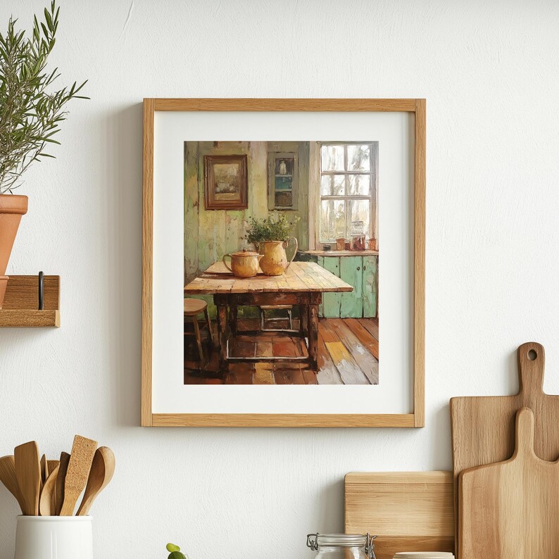 Kitchen Setting - Table - Farm and Country - Art Painting - Country ...