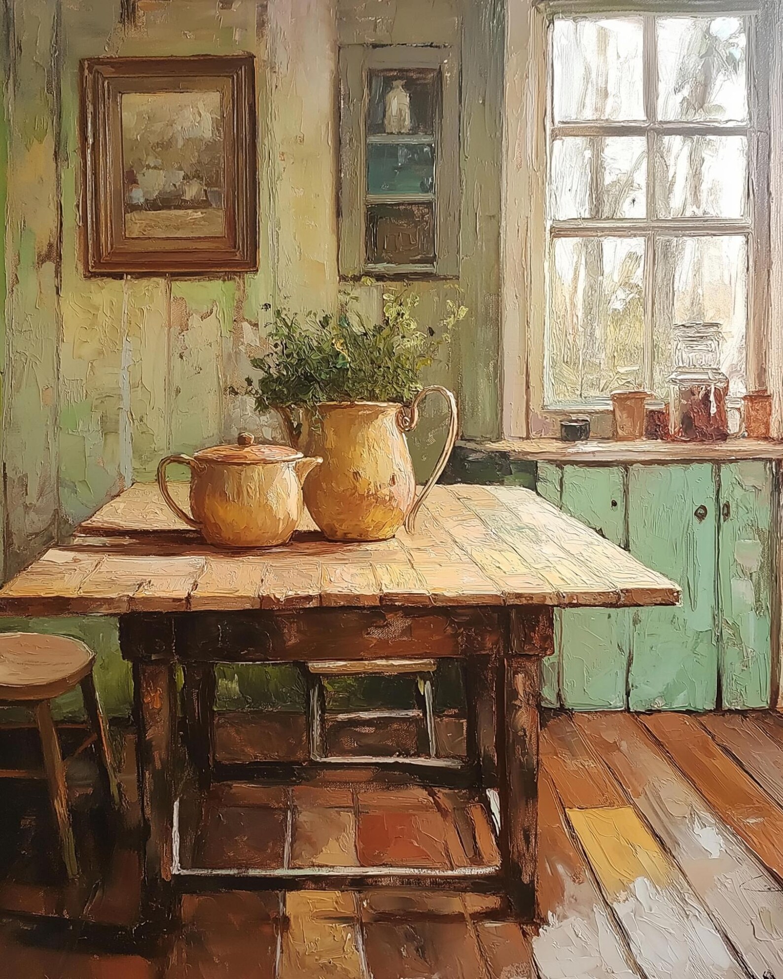 Kitchen Setting - Table - Farm and Country - Art Painting - Country ...