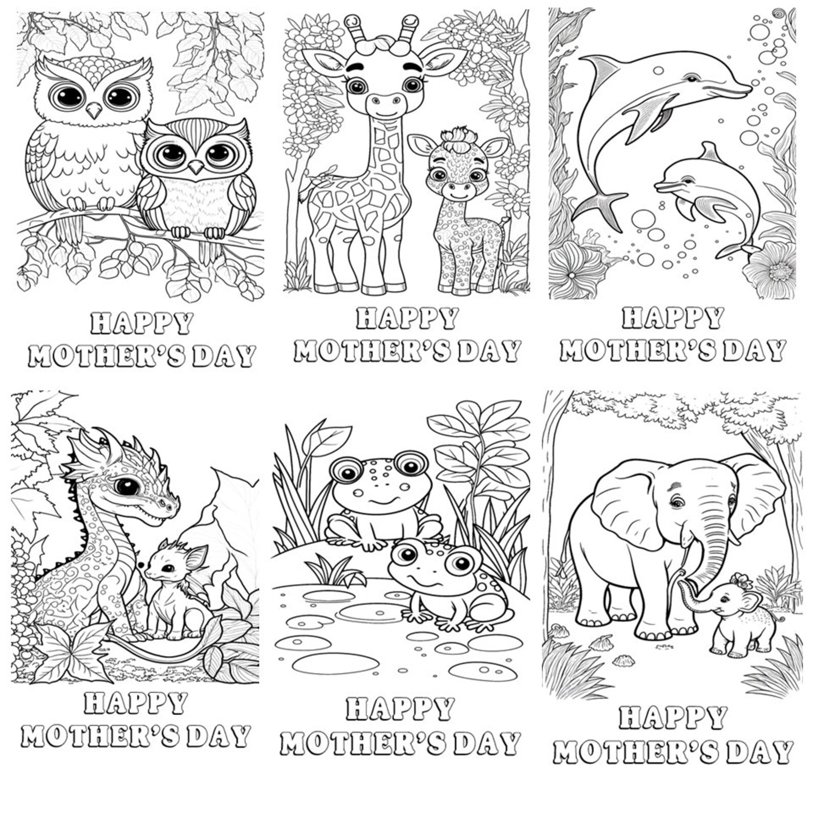 Printable Mother's Day Card Pack of 10 Designs, Colouring in for Kids ...