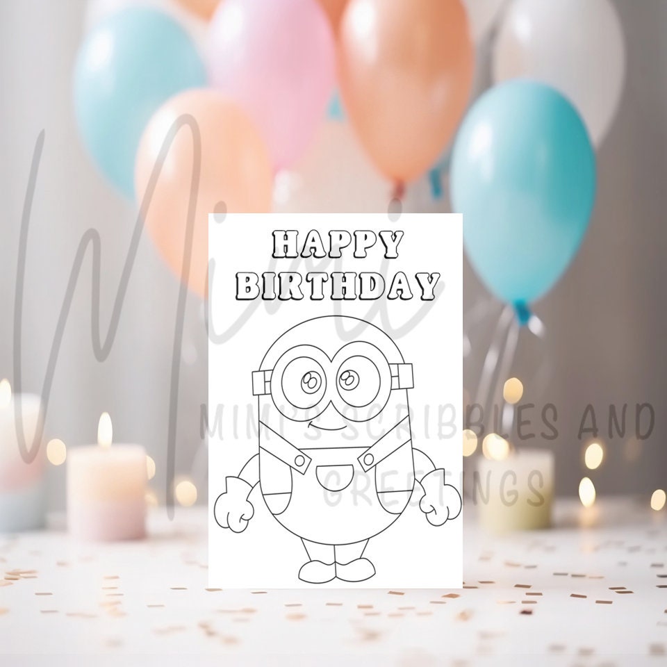 Single Printable Birthday Card DIGITAL Download Printable Happy ...