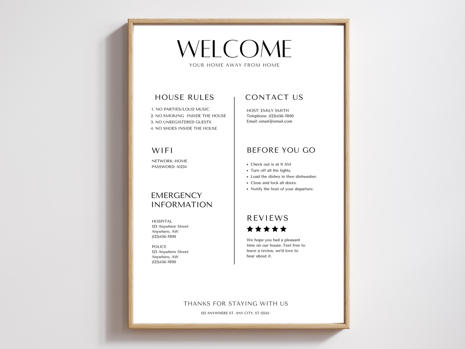Airbnb Welcome Sign Template, Welcome Sign Airbnb, Airbnb Wall Sign ...