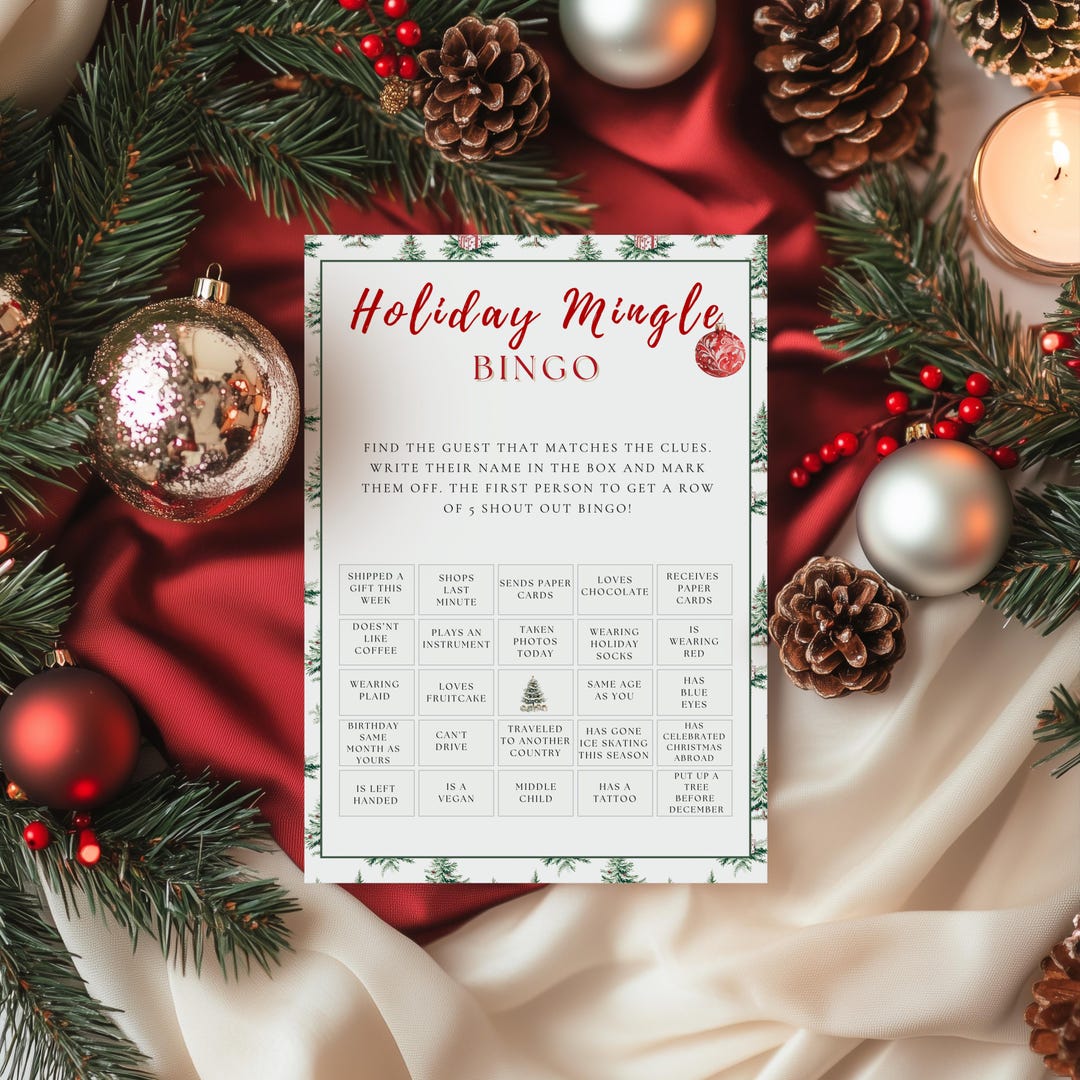 Find the Guest Bingo Game, Christmas Party Icebreaker, Downloadable ...