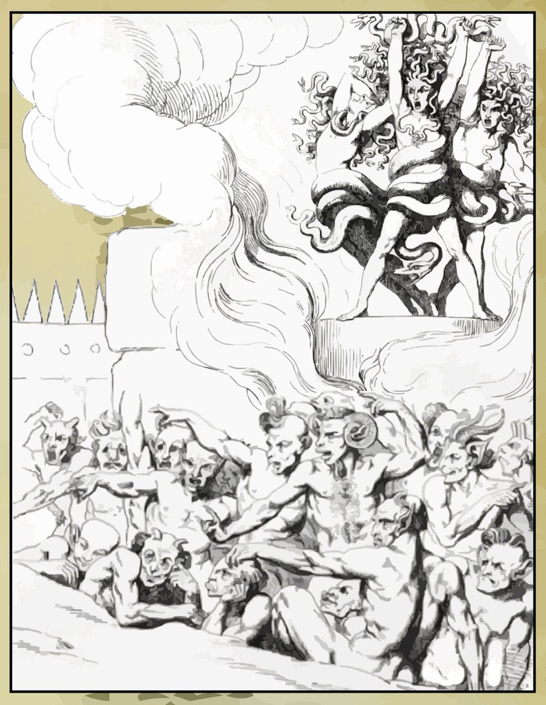 Dante's Inferno Coloring Page Gates of Dis Canto 9 Classical Education ...