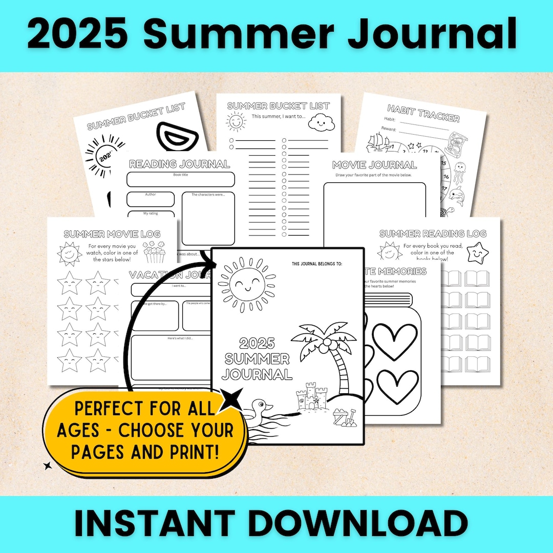 Printable Summer Journal for Kids - Activity Log, Reading Tracker ...