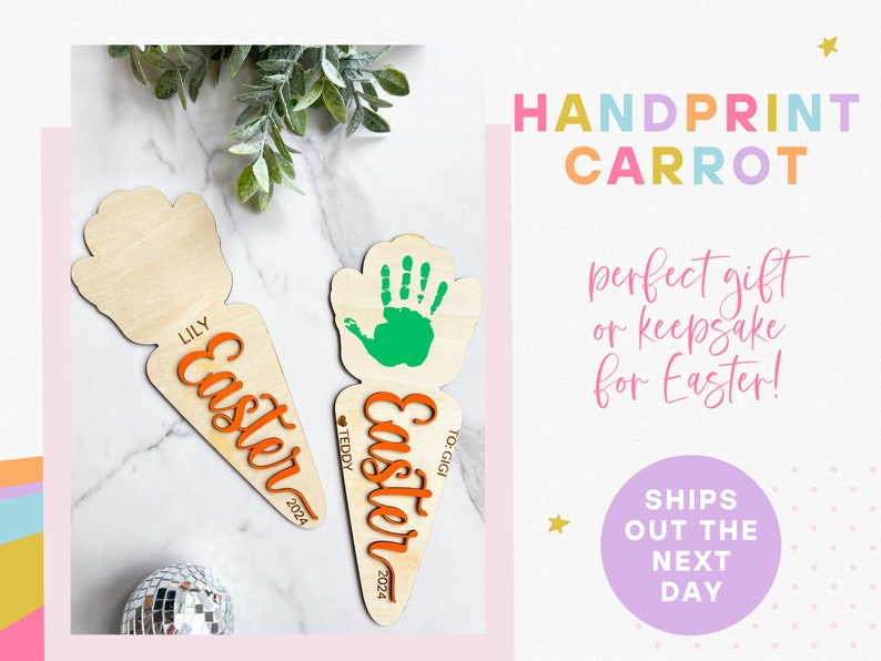Personalized Handprint Easter Carrot Gift Easter Keepsake for Baby and ...