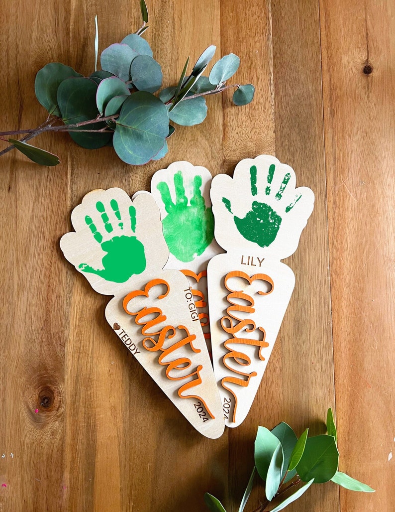 Personalized Handprint Easter Carrot Gift Easter Keepsake for Baby and ...