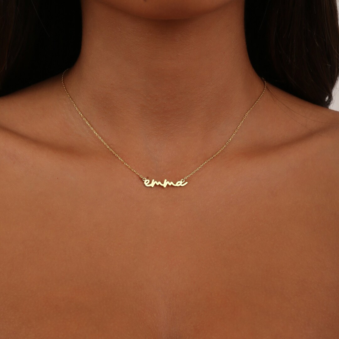 Personalized Real 14K Lowercase Name Necklace-dainty Cursive Name ...