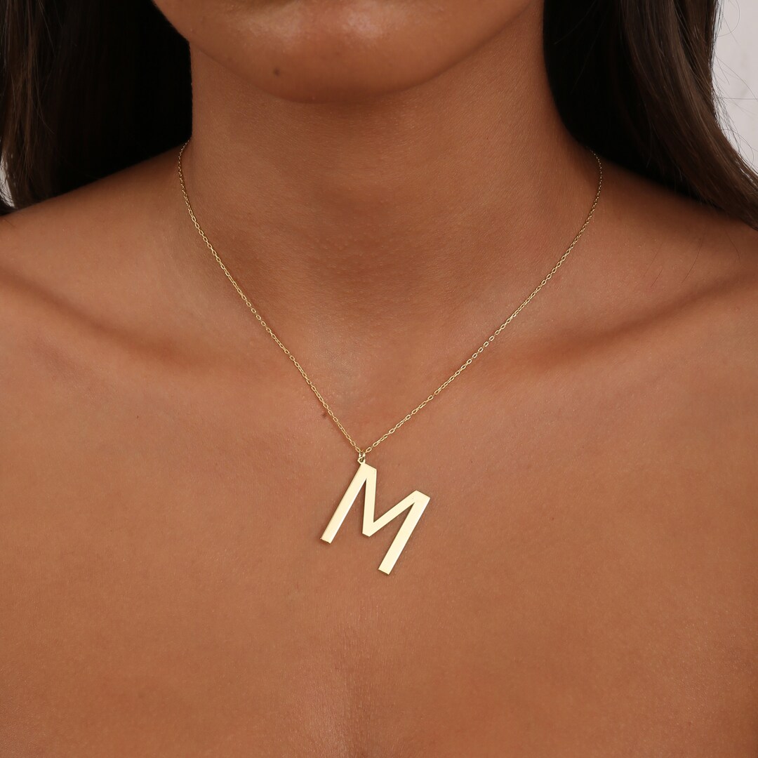 Big Initial Letter Necklace-huge Letter Pendant-monogram Letter ...