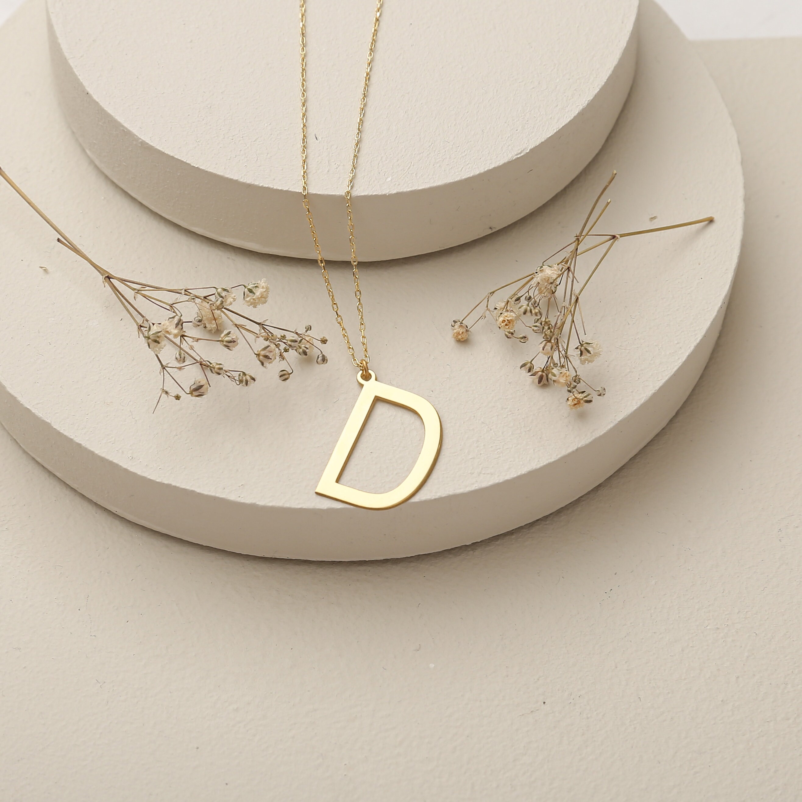 Big Initial Letter Necklace-huge Letter Pendant-monogram Letter ...