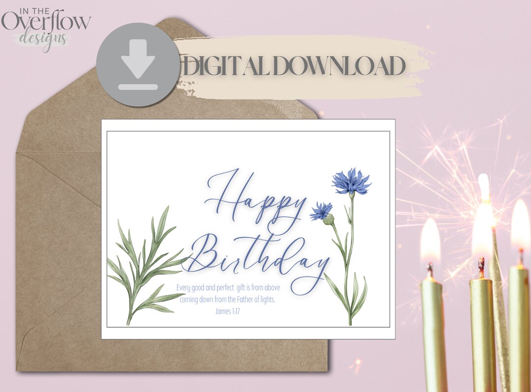 Printable Christian Birthday Card, Digital Birthday Card, Christian ...