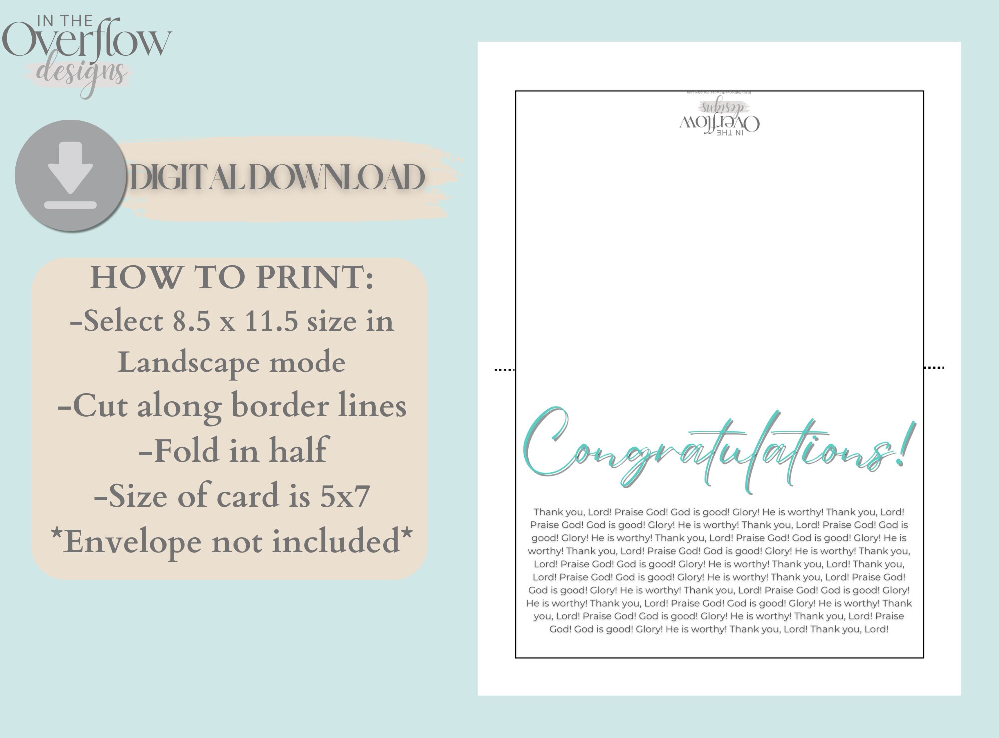Printable Congratulations Card, Christian Card, Religious Card, Digital ...