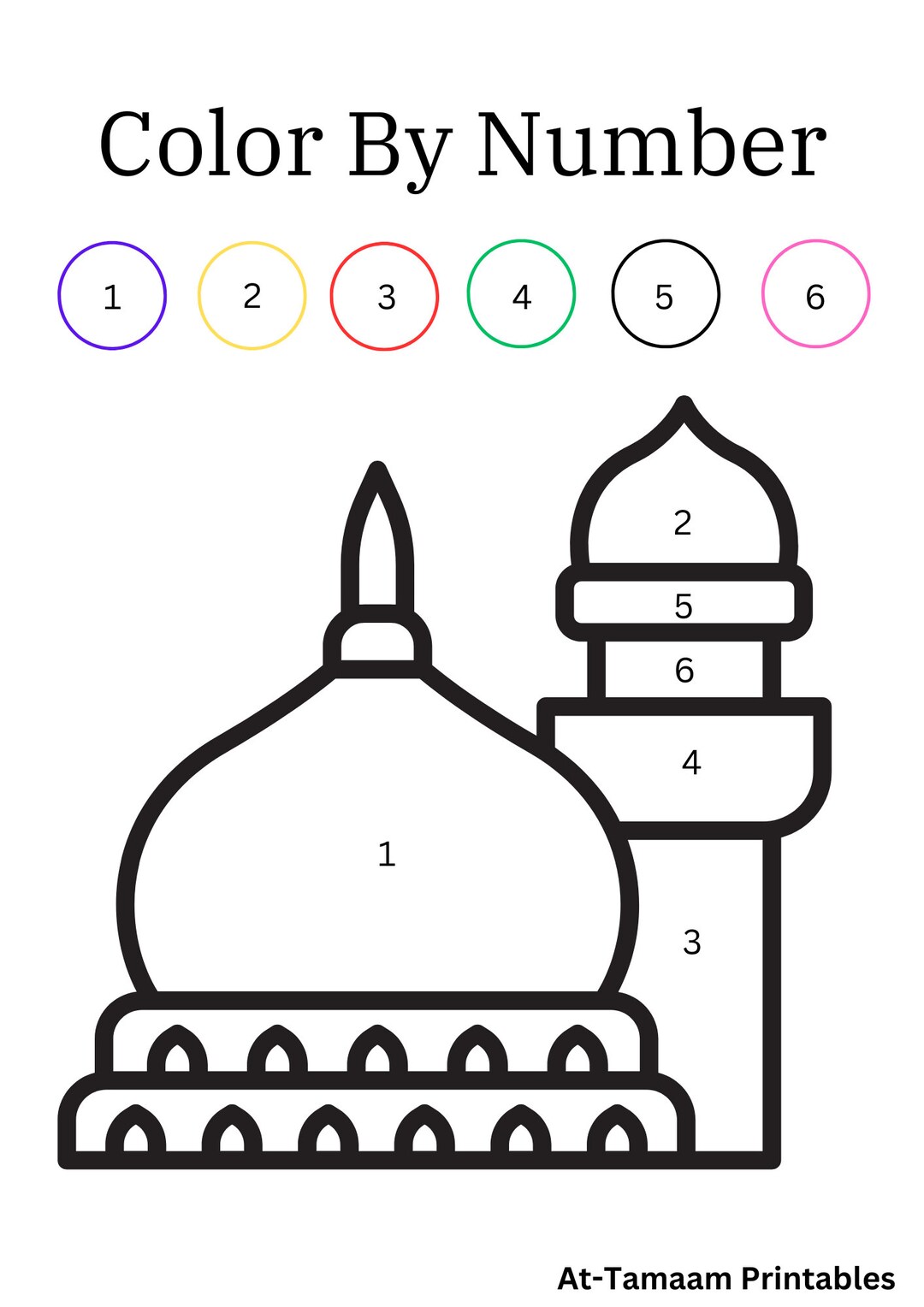 Masjid Color in by Number , Masjid Color in , Number Recognition ...