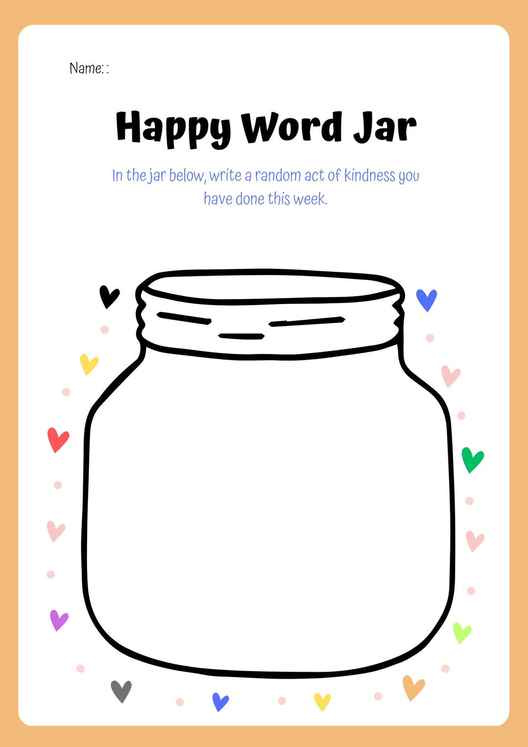 Happy Word Jar , Kindness , Happy , Random Acts of Kindness , Childrens ...