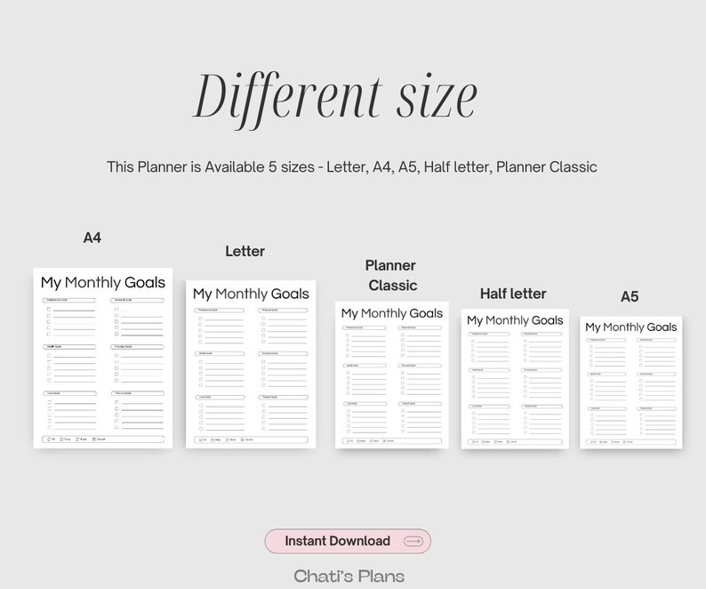 Monthly Goal Planner Printable, Goal Setting Planner, Productivity ...