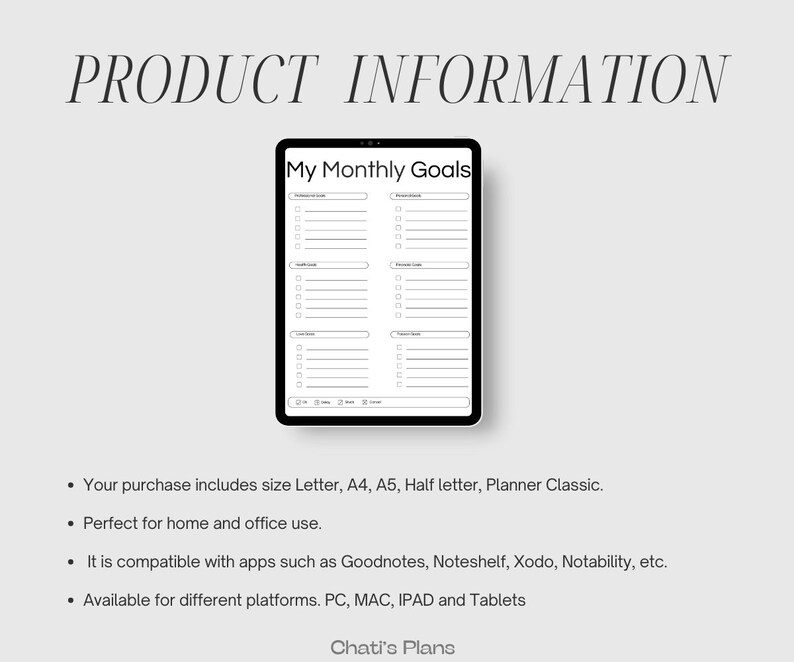 Monthly Goal Planner Printable, Goal Setting Planner, Productivity ...