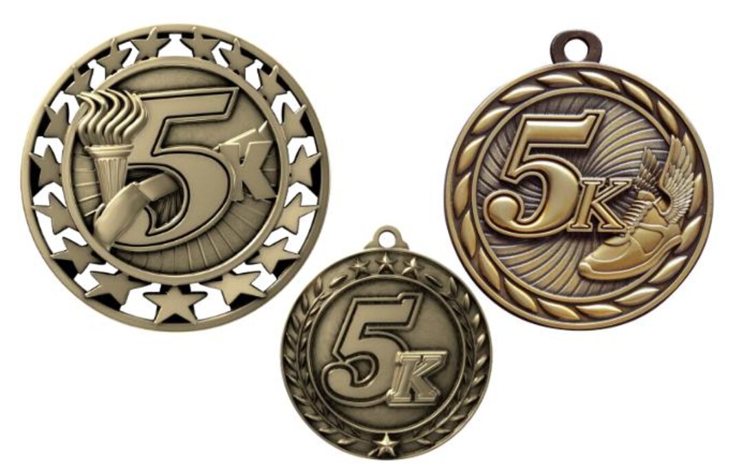 5k Gold Silver Bronze Medals Awards 2" 1 3/4'' 2 1/2'' Engraved With ...