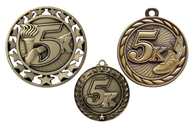 5k Gold Silver Bronze Medals Awards 2" 1 3/4'' 2 1/2'' Engraved With ...