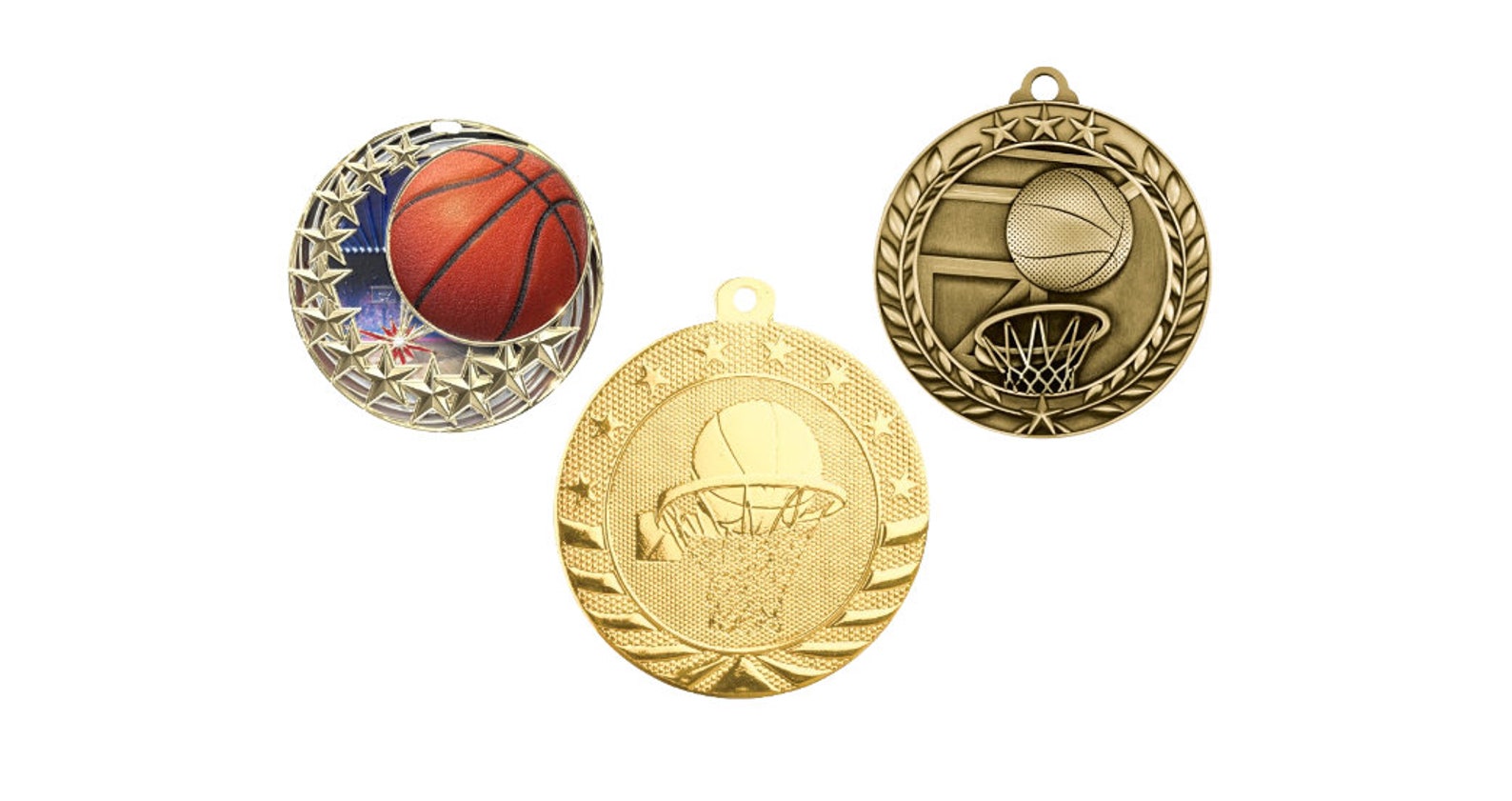 Basketball Gold Silver Bronze Medals Awards 2'' 1 3/4'' 2 1/4 Engraved ...