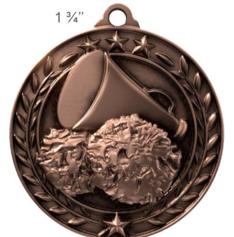 Cheerleader Gold Silver Bronze Medals Awards 1 3/4'' 2 1/2'' Engraved ...