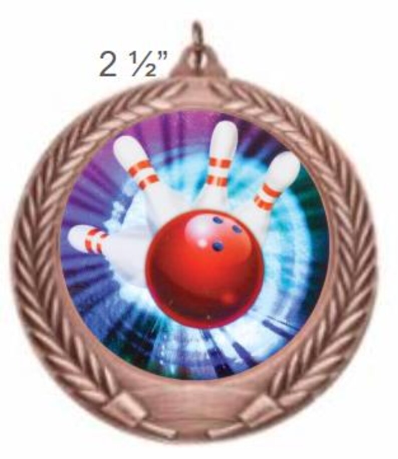Bowling Gold Silver Bronze Medal Awards 2 1/2" Engraved With Neck ...