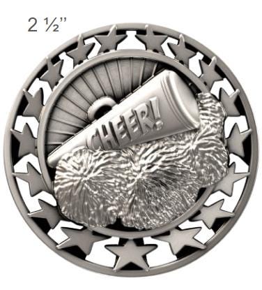 Cheerleader Gold Silver Bronze Medals Awards 1 3/4'' 2 1/2'' Engraved ...