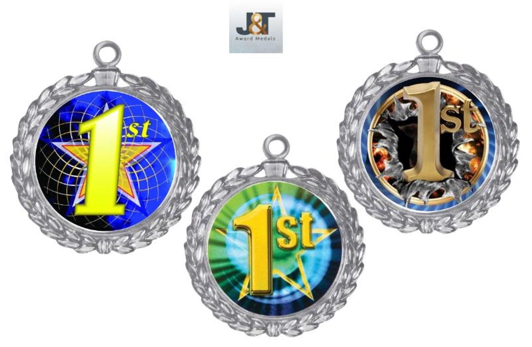 1st 2nd 3rd Place Plastic Medals Awards 2 5/8" Engraved With Neck ...