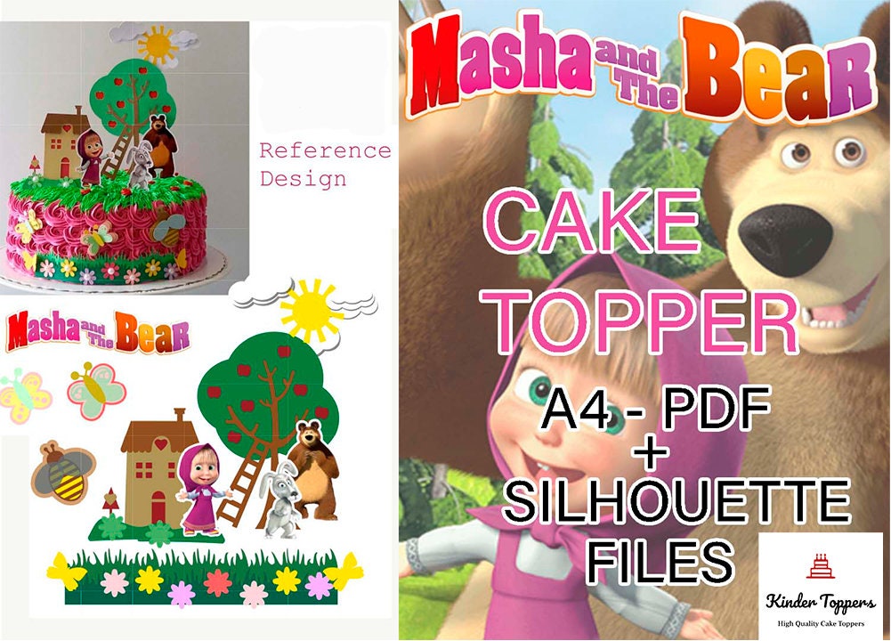 Masha and the Bear - Cake Topper, Easy Printable Digital File, to Print ...