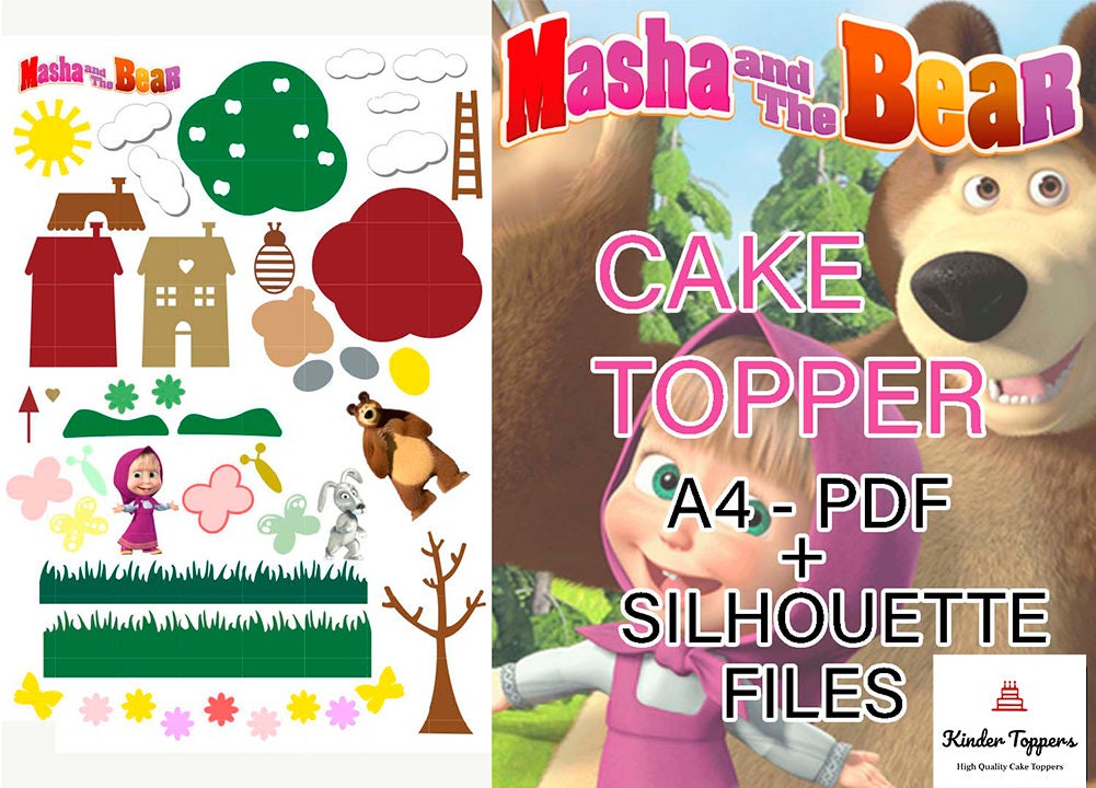 Masha and the Bear - Cake Topper, Easy Printable Digital File, to Print ...