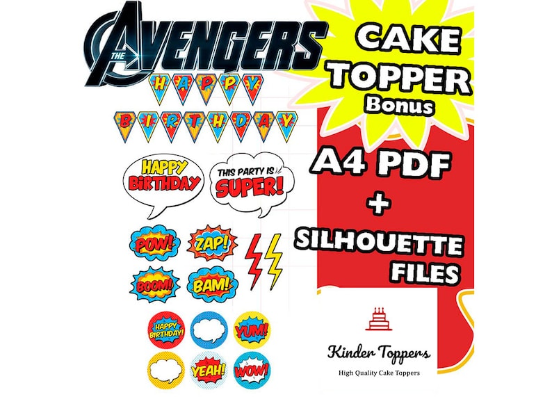 AVENGERS Cake Topper, Avenger Cake Decor, Printable, Centerpiece ...