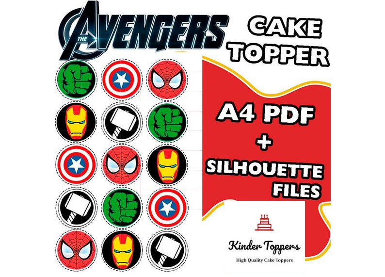 AVENGERS Cake Topper, Avenger Cake Decor, Printable, Centerpiece ...