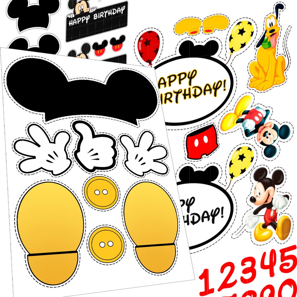 Mickey Mouse Cake Topper, Cake Decor, Digital Files DIY, Printable, Centerpiece Patterns, PDF ...