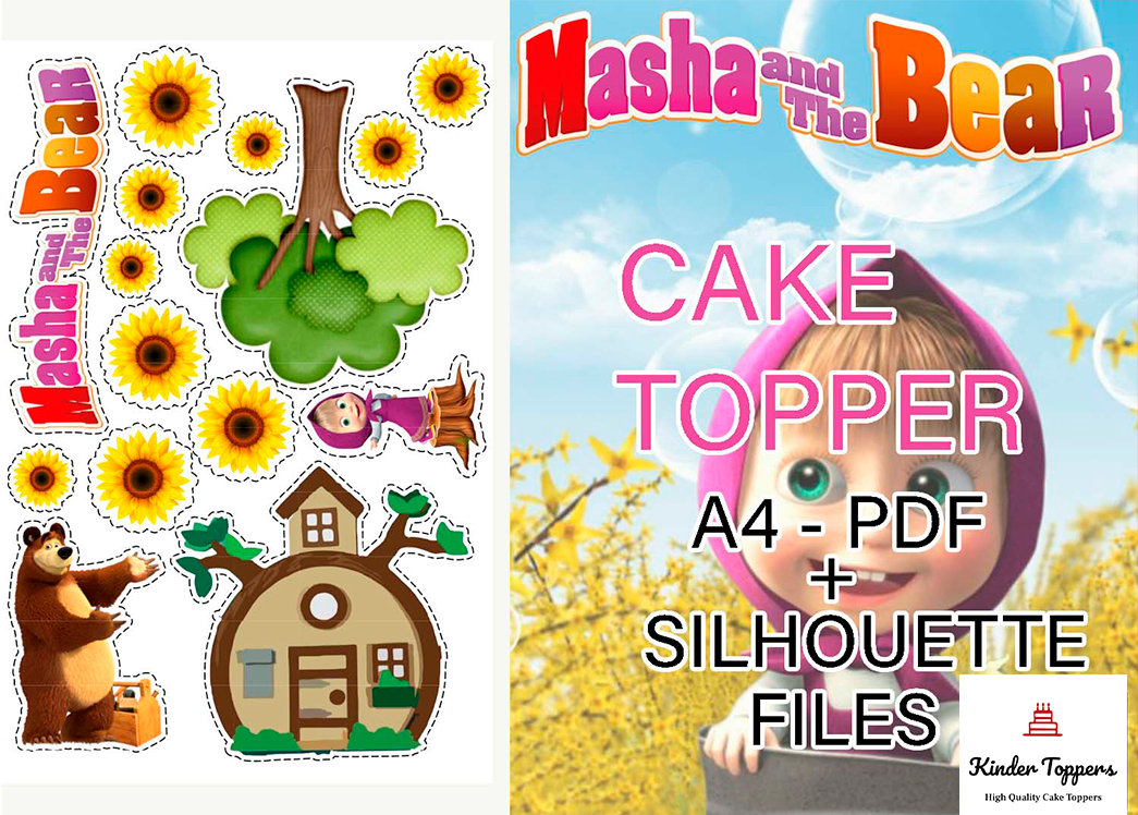 Masha and the Bear - Cake Topper, Easy Printable Digital File, to Print ...