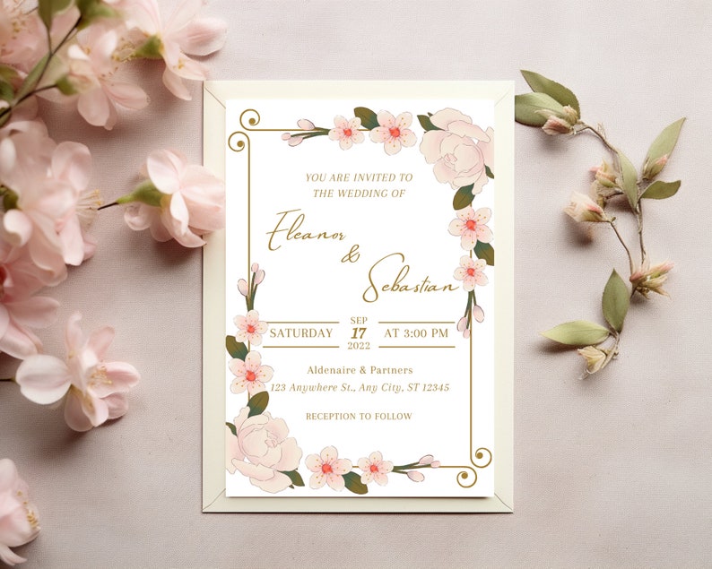 Editable Floral Wedding Invitation Card - Personalize Your Special Day ...