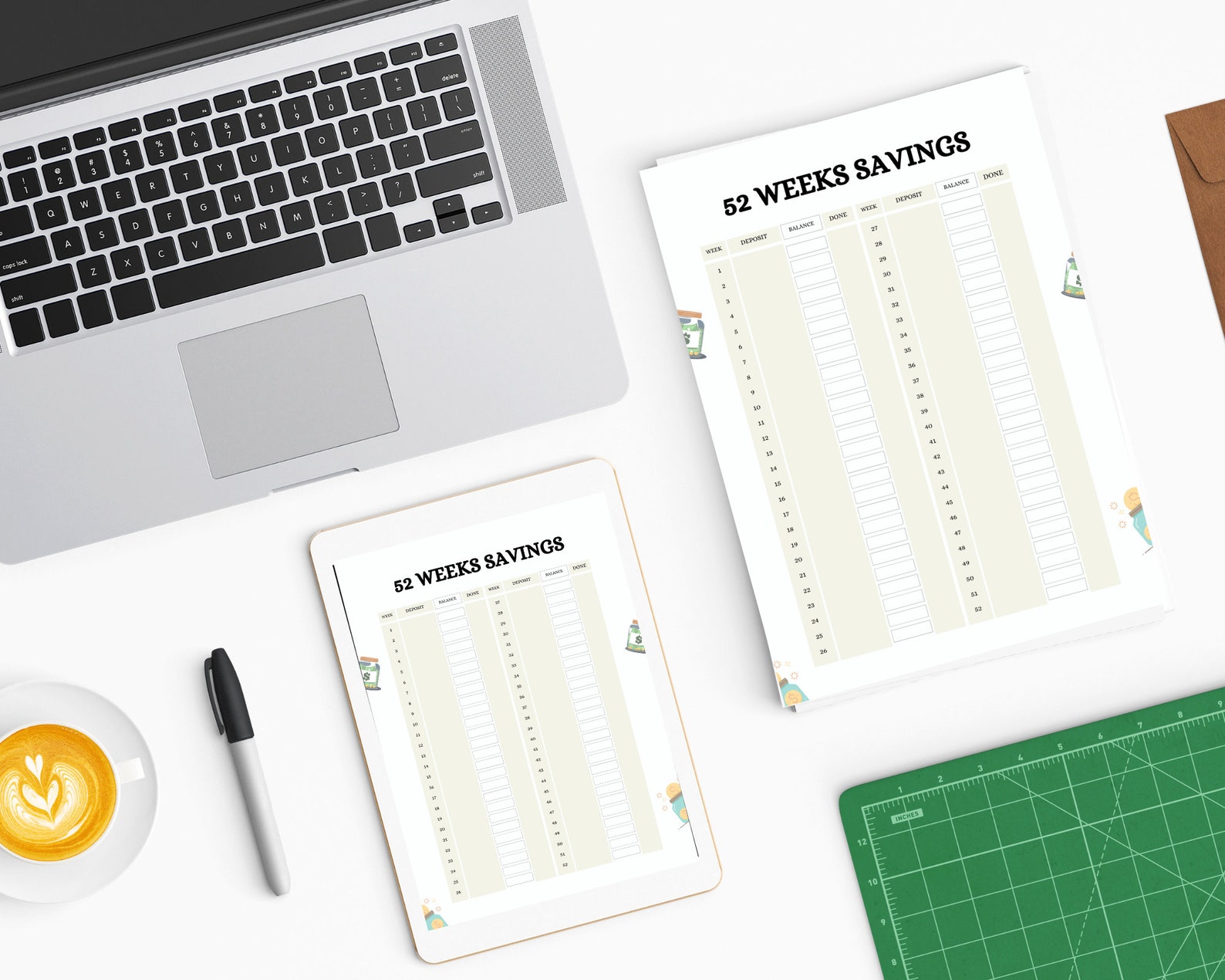 52 Week Savings Tracker - Personal Finance Organizer Monogrammed ...