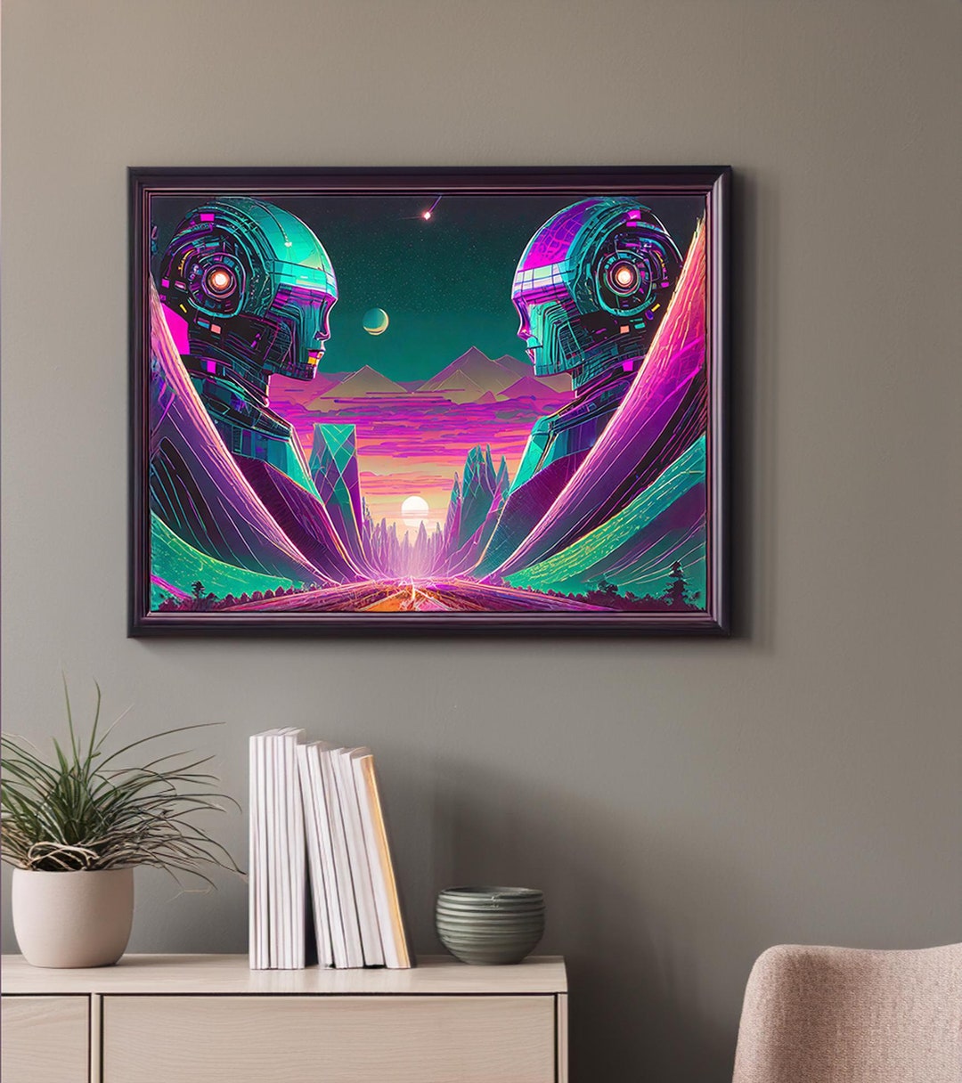 Synthwave Robot Sci-fi Print Futuristic Cyberpunk Art Vegas 2059 Retro ...
