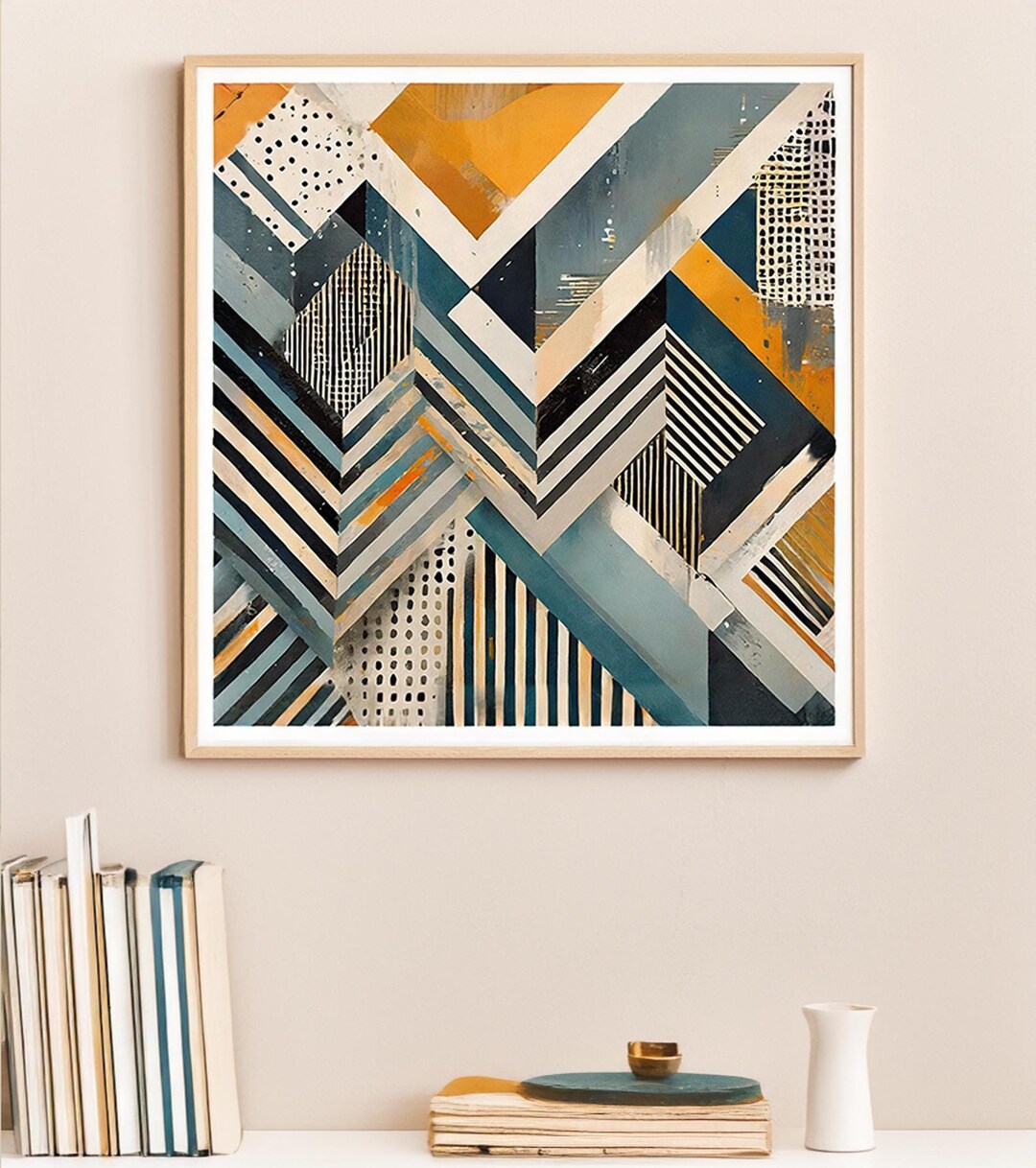 Mid-century Modern Geometric Abstract Print Overbuilt Future Nostalgia ...