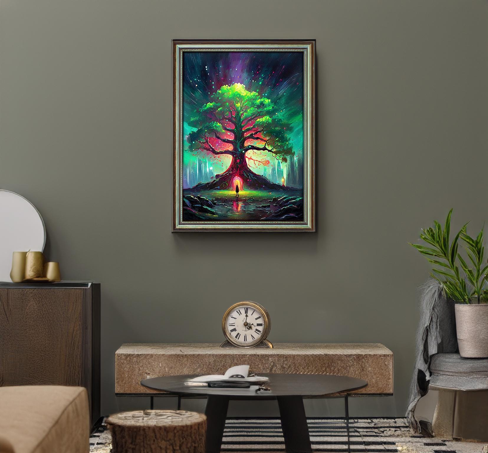Neo-expressionist Enchanted Tree Art Print Magical Surreal Fantasy Wall ...