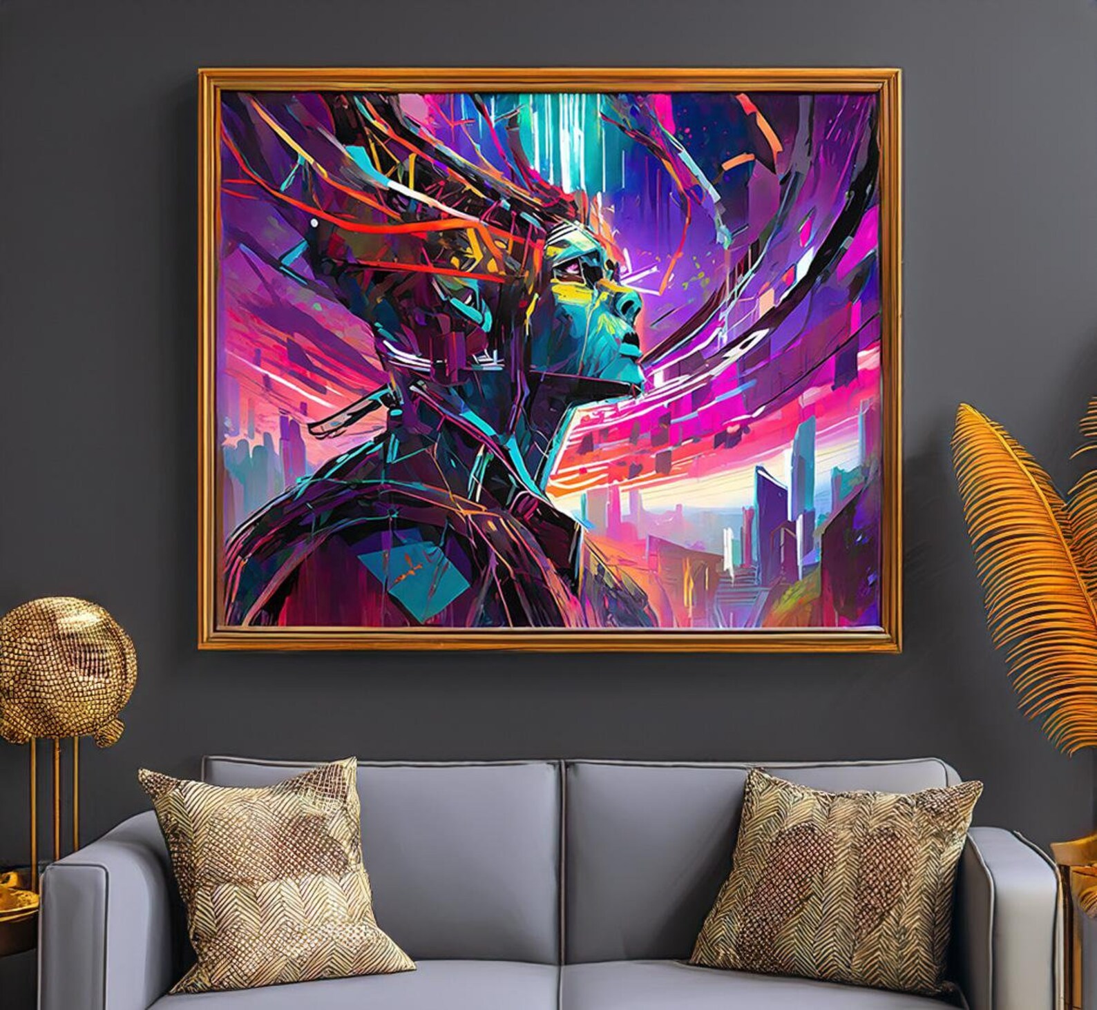 Cyberpunk Journey: Neo-expressionist Neon Scifi Print Futuristic ...