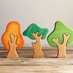Wooden Forest Set Woodland Trees Set 3 Pieces of Wooden Trees Waldorf ...
