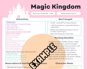 Printable Magic Kingdom Park Attractions & Food Guide 2025 *UPDATED 3 ...