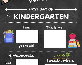 First Day of Kindergarten School Sign Digital Printable Download - Etsy