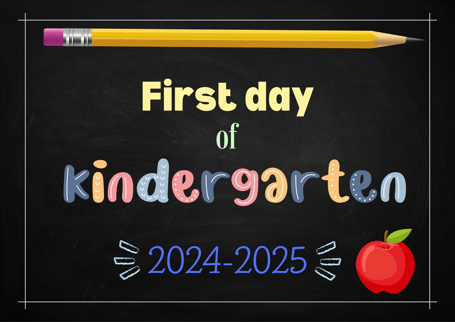 First Day of Kindergarten School Sign Digital Printable Download - Etsy