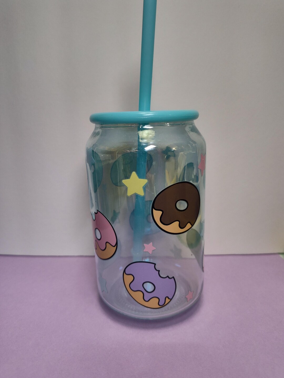 16 Oz Blue Glass Libby Cup: Donut Libby Cup - Etsy