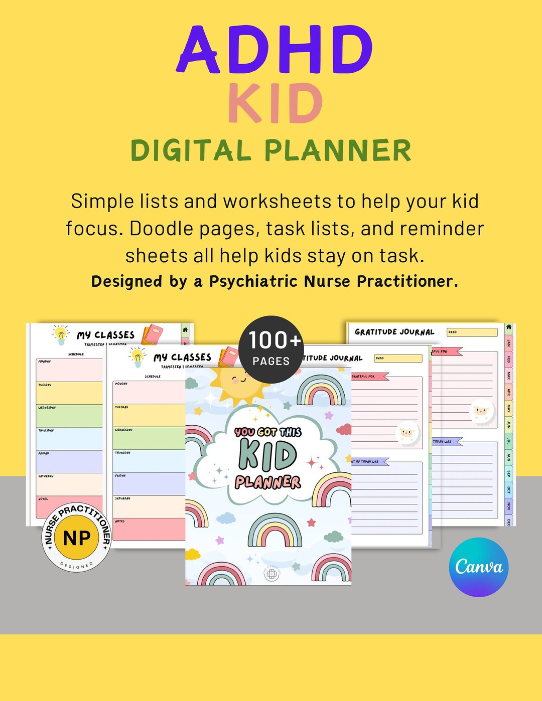 ADHD Printable Planner Kids Self Care| Instant Digital Download ...