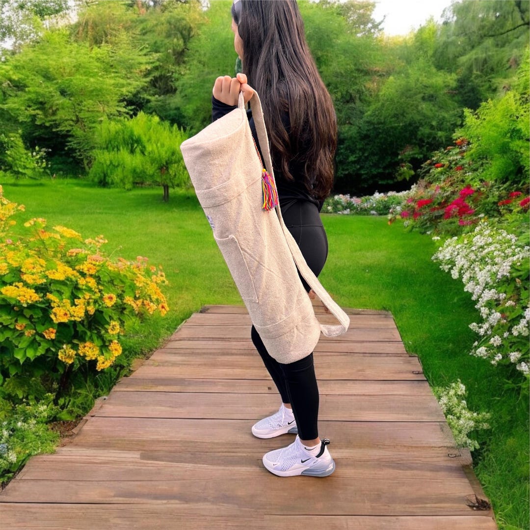 Hemp Yoga Mat Bag: Eco-friendly Crossbody Tote - Etsy