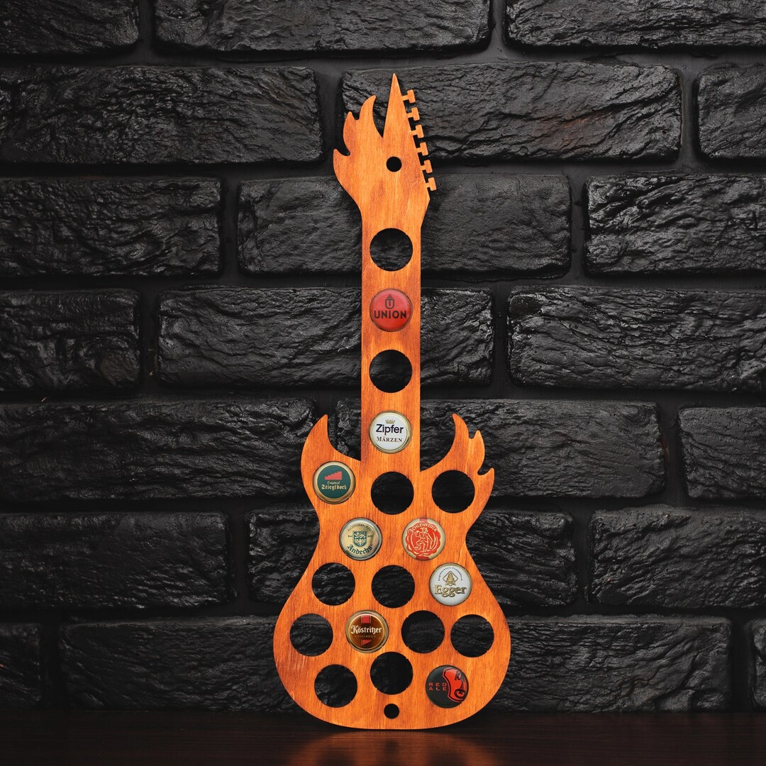 Guitar Beer Cap Collector, Beer Cap Holder Wooden, Beer Cap Wall Decor ...
