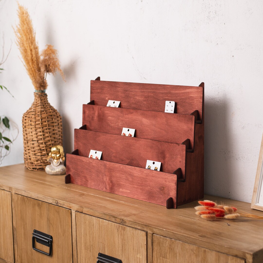 Earring Card Display Stand, Earring Card Holder, Wooden Earring Holder ...