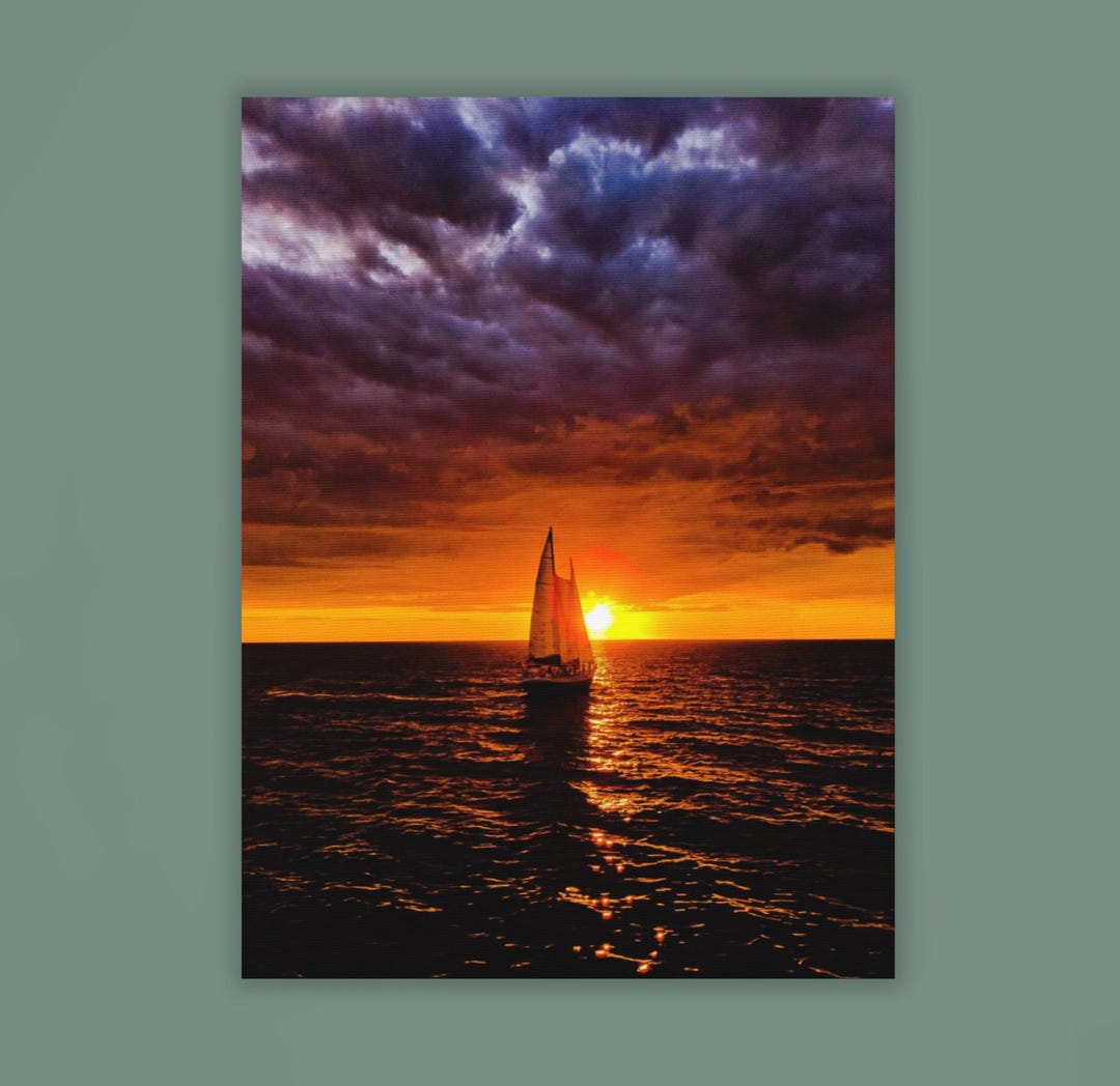 Clearwater Beach Sunset Sailboat Canvas Print - Dramatic Coastal Wall ...